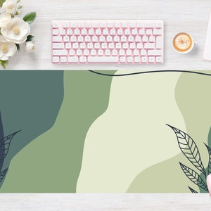 Desk Pad Abstract Leaf Green, Mouse Pad, Mouse Mat, Extra Large, Laptop ...