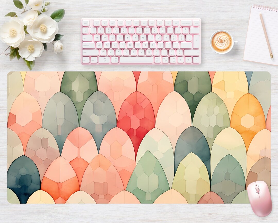 Desk Pad Geometry Pattern Pastel, Mouse Pad, Mouse Mat, Extra Large ...