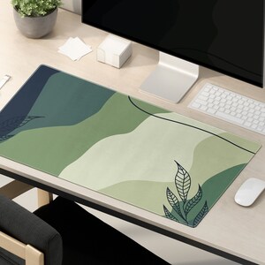 Desk Pad Abstract Leaf Green, Mouse Pad, Mouse Mat, Extra Large, Laptop ...