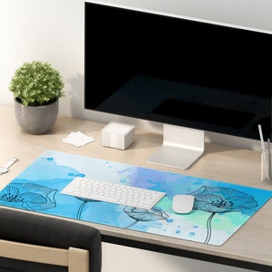 Desk Pad Watercolor Blue, Mouse Pad, Mouse Mat, Extra Large, Laptop Mat ...