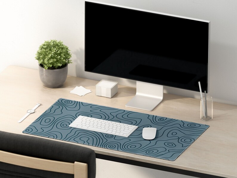 Desk Pad Grey Topographic, Mouse Pad, Mouse Mat, Extra Large, Laptop ...