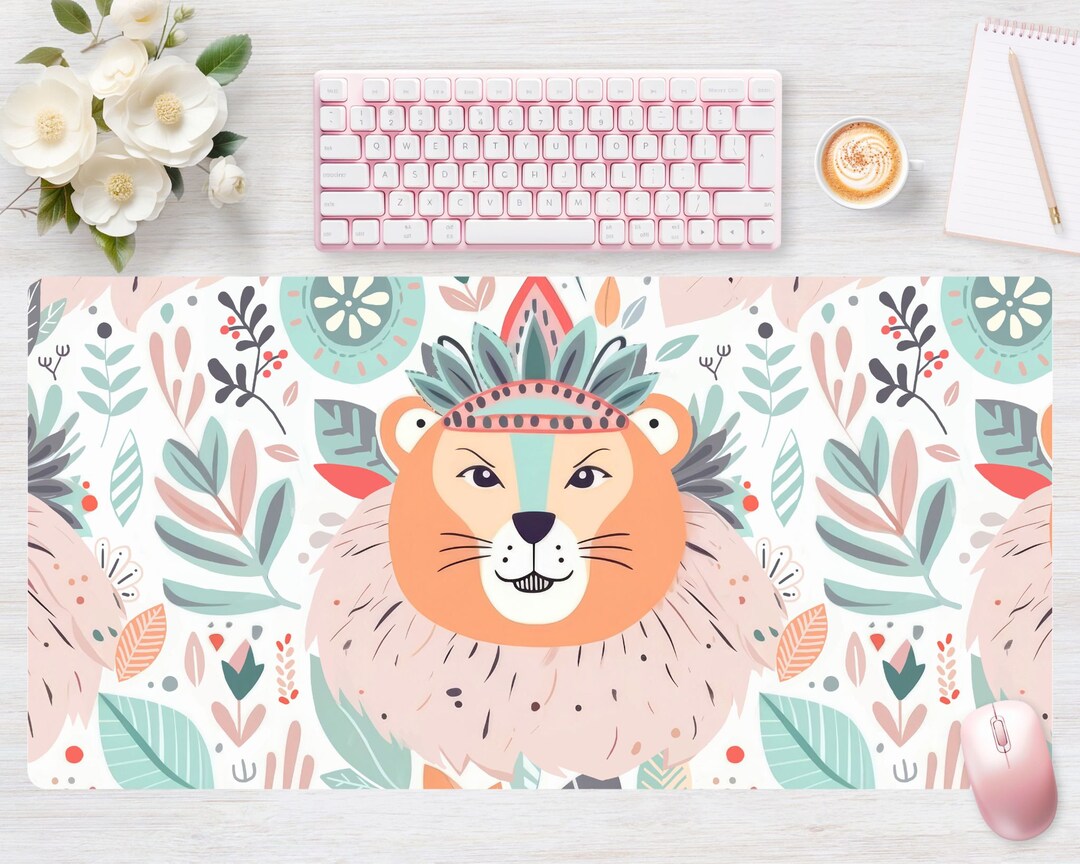 Desk Pad Lion Boho Cute Animal, Mouse Pad, Mouse Mat, Extra Large ...