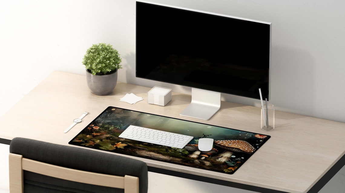 Desk Pad Mushroom Fantasy Forest Mouse Pad Mouse Mat Extra - Etsy
