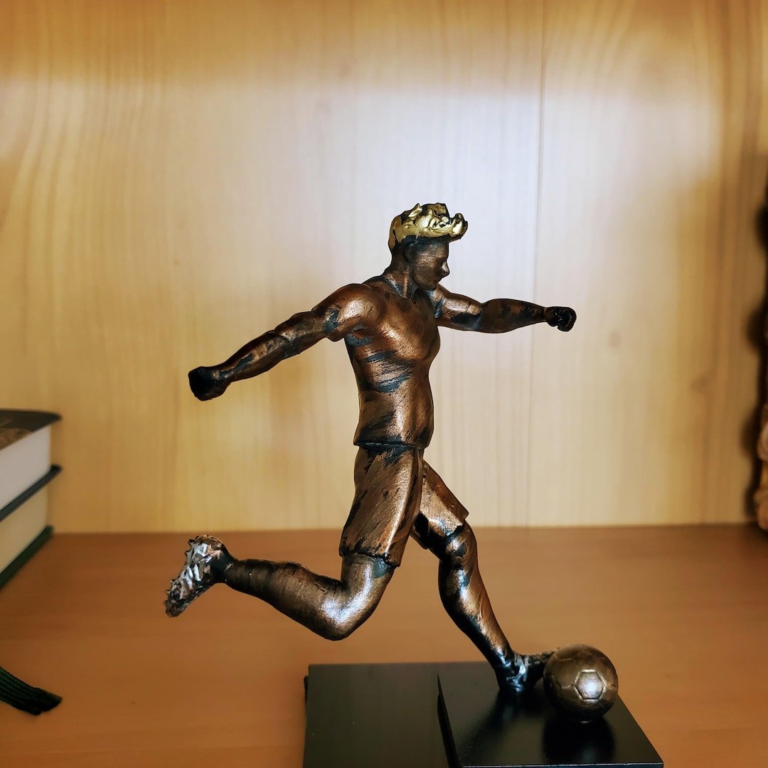 Bronze Soccer Player Figurine: Handcrafted Sports Sculpture - Etsy
