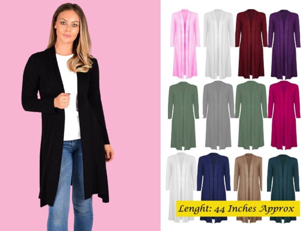 Womans Short Maxi Long Length Boyfriend Cardigan Collared Top Long Full ...