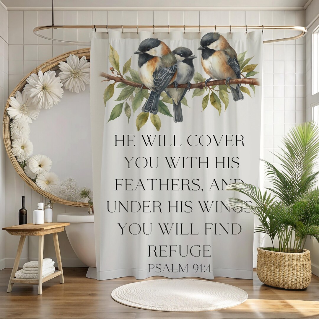 Religious Bible Verse Floral Luxury Shower Curtain Retro Cottagecore ...