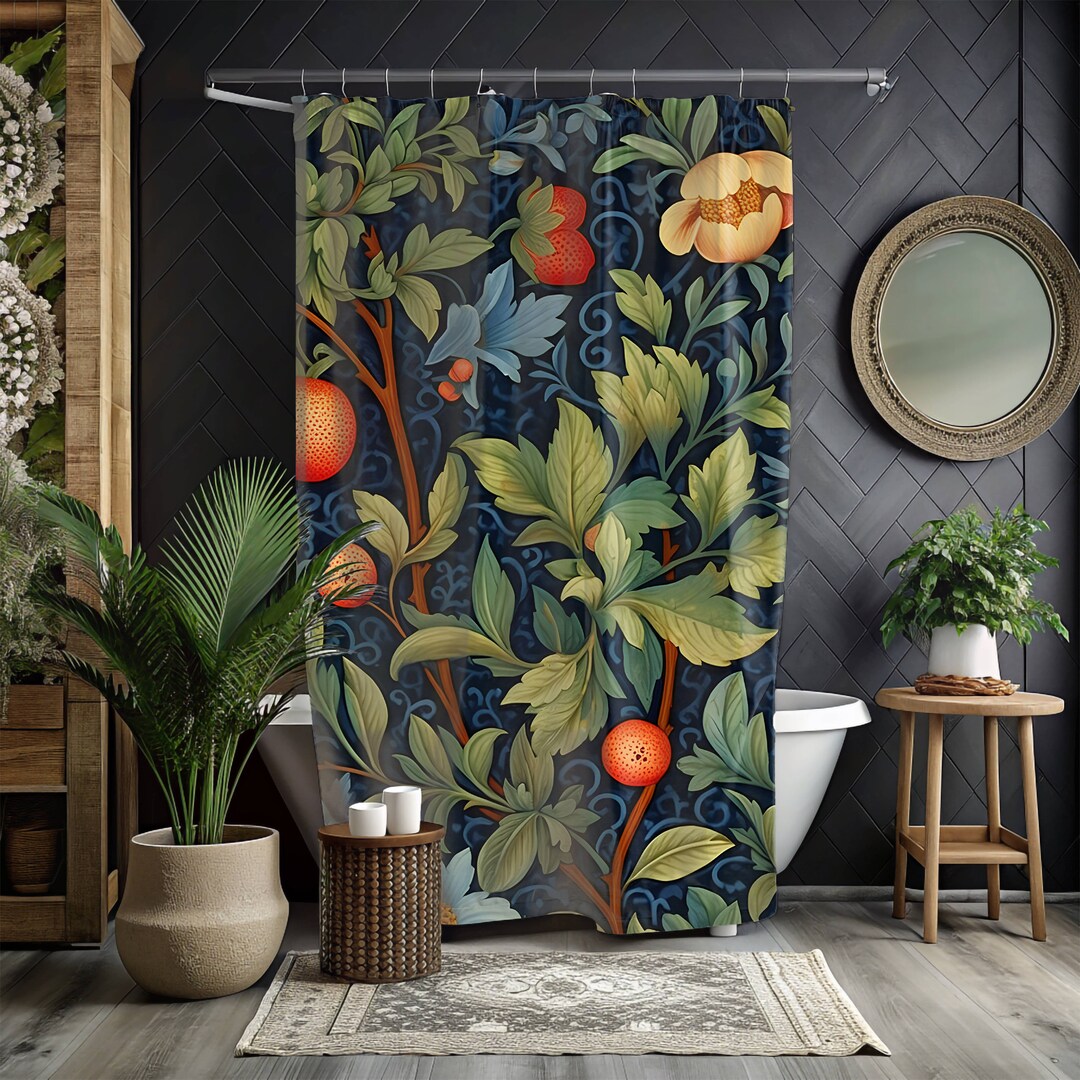 William Morris Style Decor, Dark Moody Cottagecore Aesthetic Bathroom ...