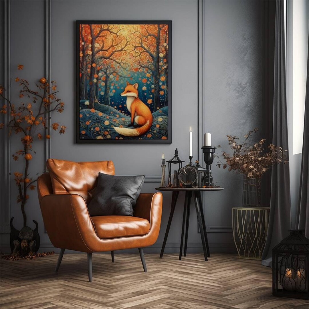 Cottagecore Fall Fox Landscape Boho Home Decorfox Print,fall Home Decor ...
