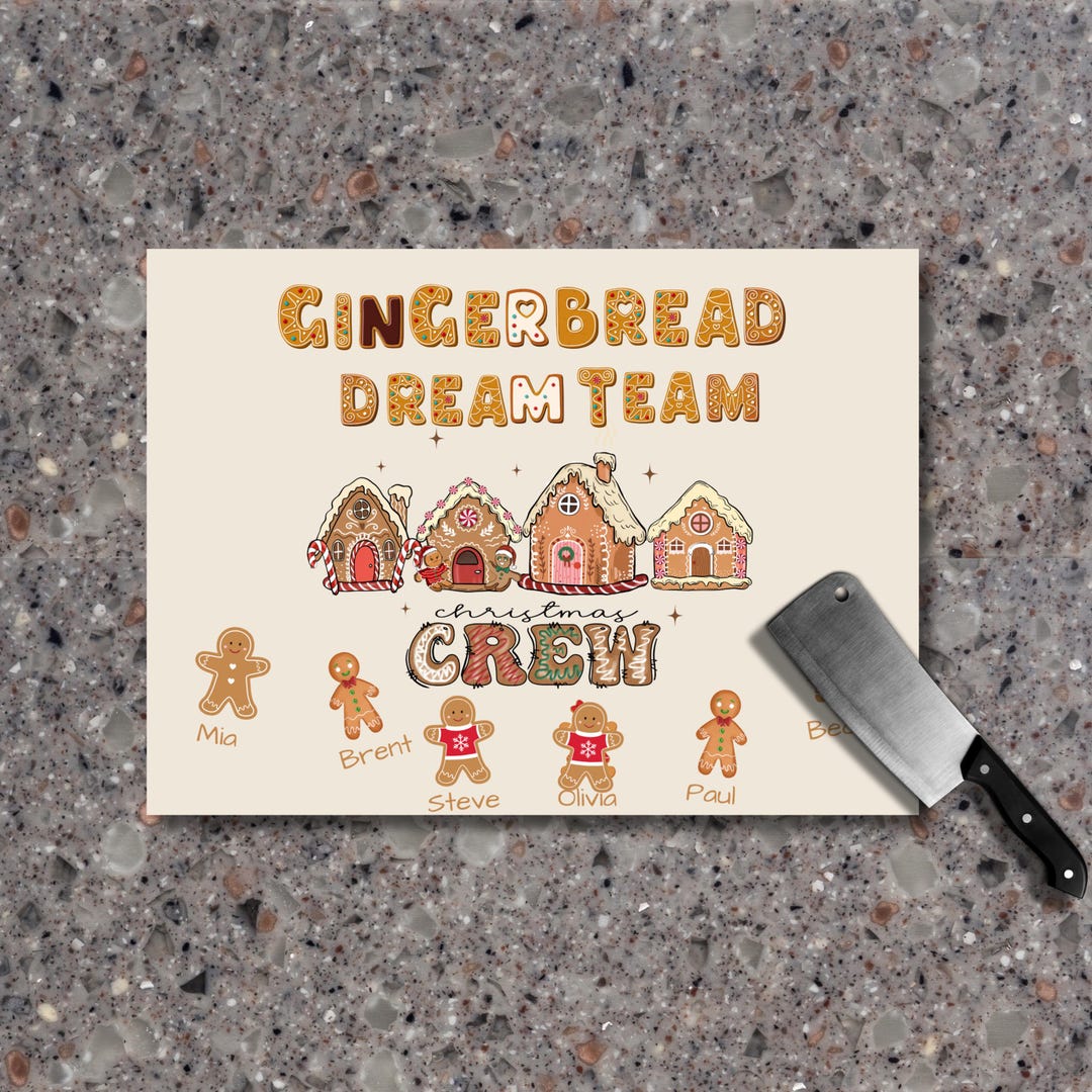Personalized Gingerbread House Glass Cutting Board Personalized Family ...
