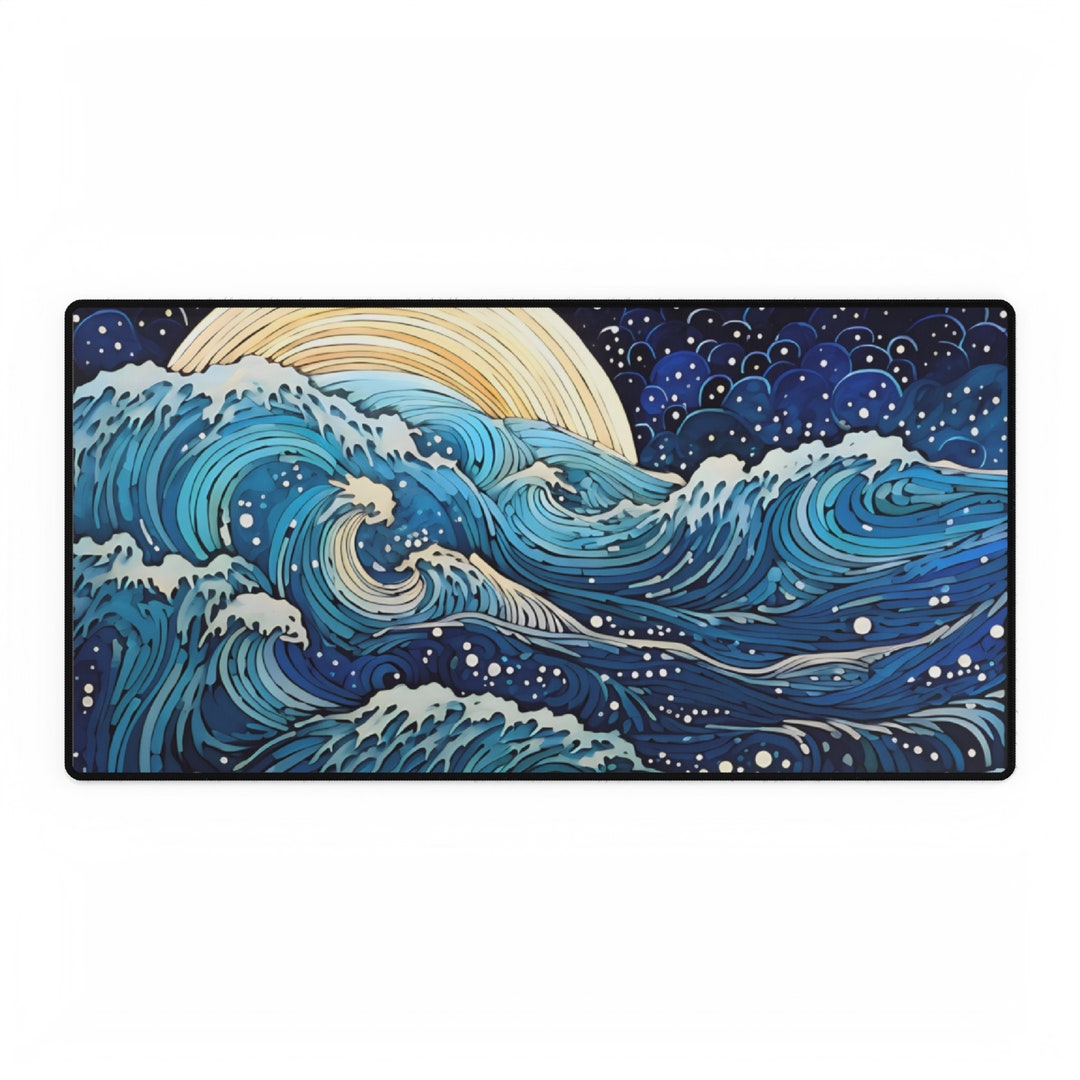 Japanese Ukiyo-e Ocean Waves Desk Mat Extended Keyboard Mousepad,home ...