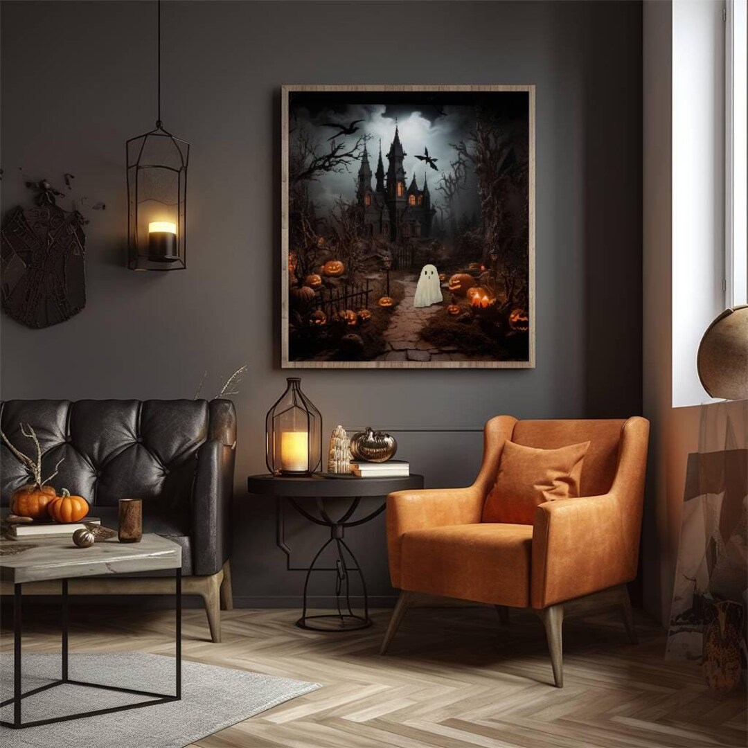 Cottagecore Spooky Ghost Halloween Print, Halloween Wall Art, Ghost Art ...