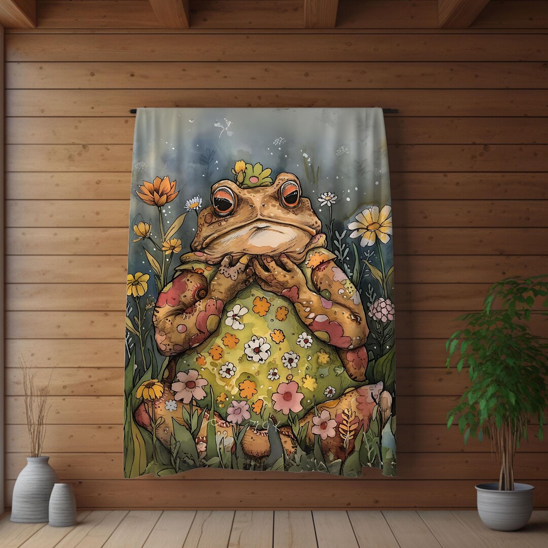 Cottagecore Floral Frog Home Decor Blanket/throw Fall Wall Art ...
