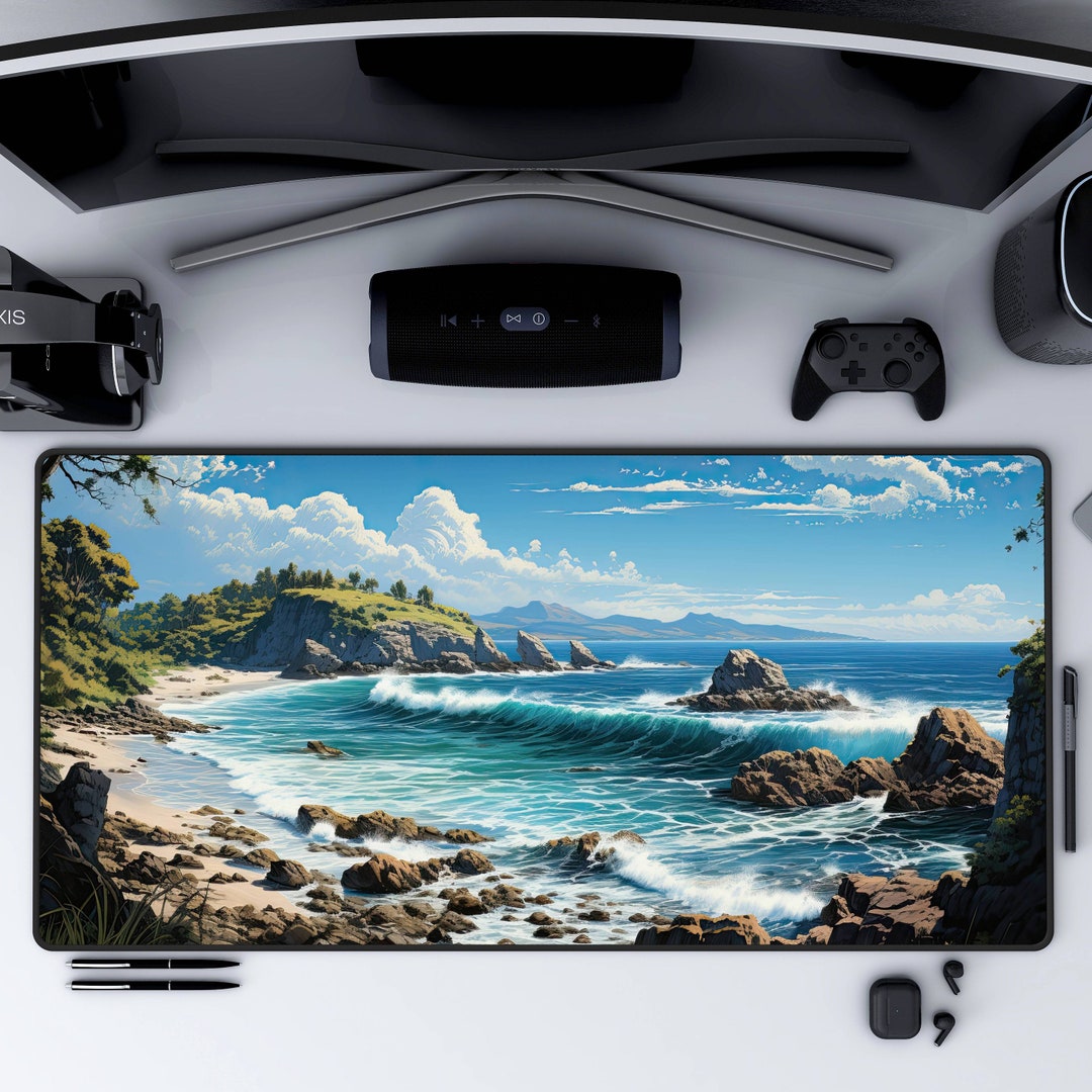 Beach Ocean Waves Desk Mat Extended Keyboard Mousepad,home Office Decor ...
