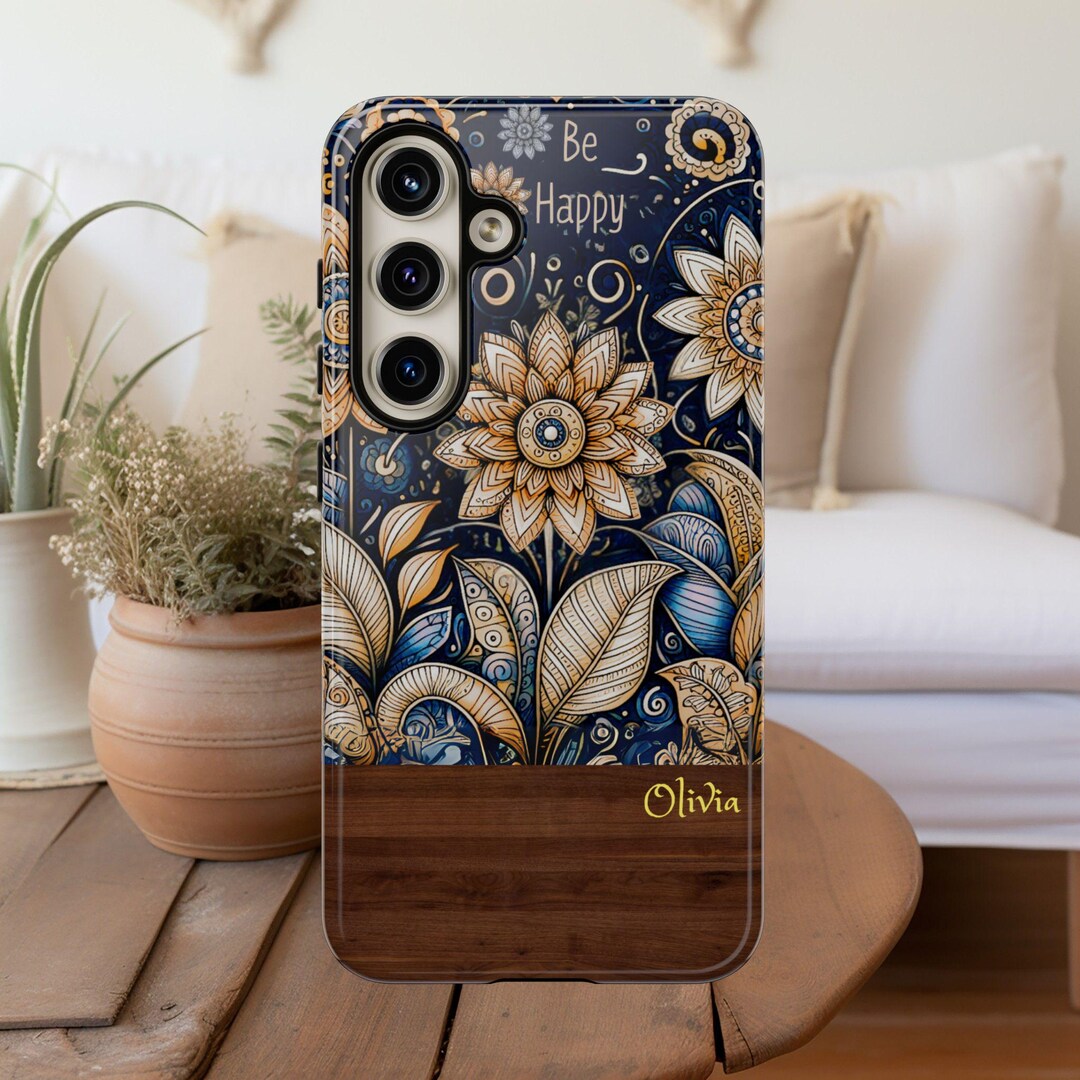 Custom Cottagecore Boho Retro Floral Be Happy iPhone Case Tough Case ...