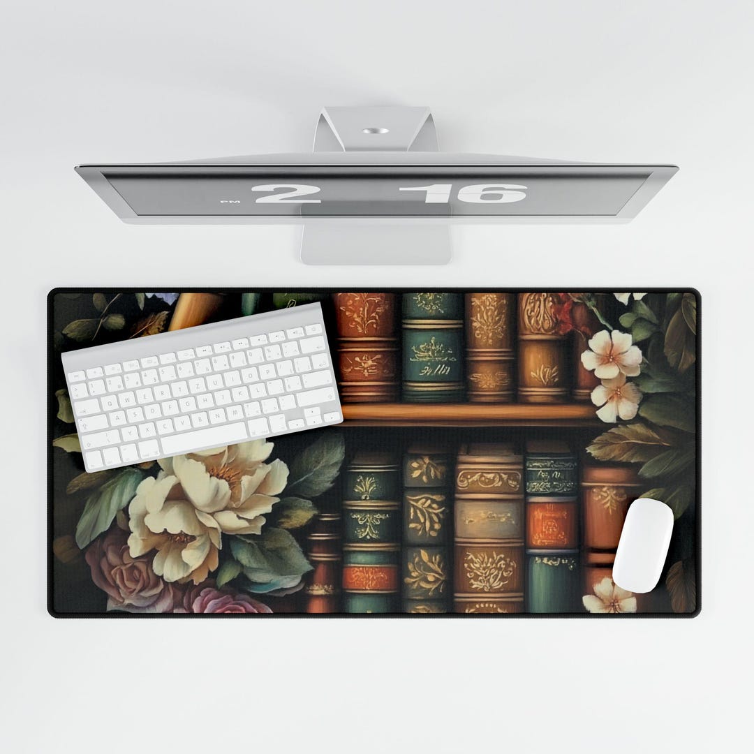 Cottagecore Book Lover Floral Desk Office Decor Gift XXL Bookish Gaming ...