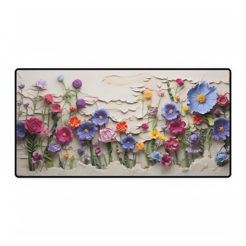 3D Rustic Boho Aesthetic Floral Desk Mat Extended Keyboard Mousepad ...