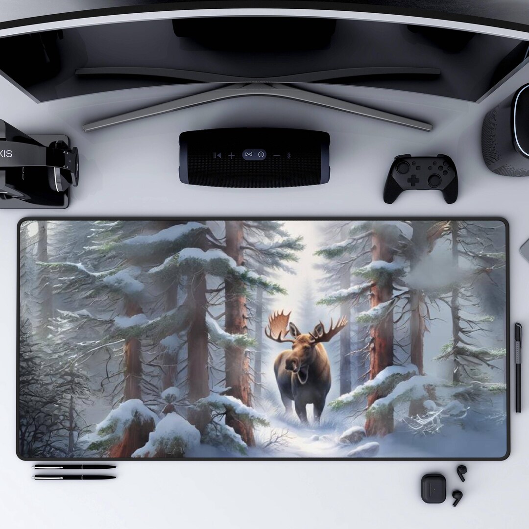 Cottagecore Watercolor Moose Extended Desk Mat Extra Large Mouse Pad ...