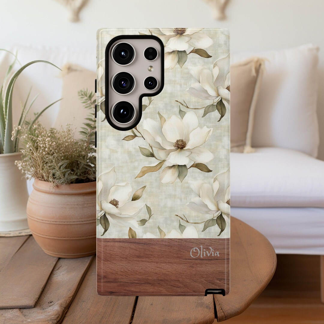 Custom Cottagecore Boho White Floral Phone Case Cover Impact Resistant ...