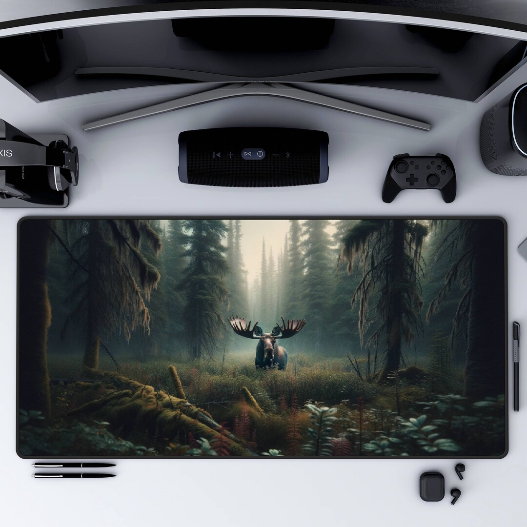 Alaskan Moose Desk Mat Extended Keyboard Mousepad ,home Office Decor ...