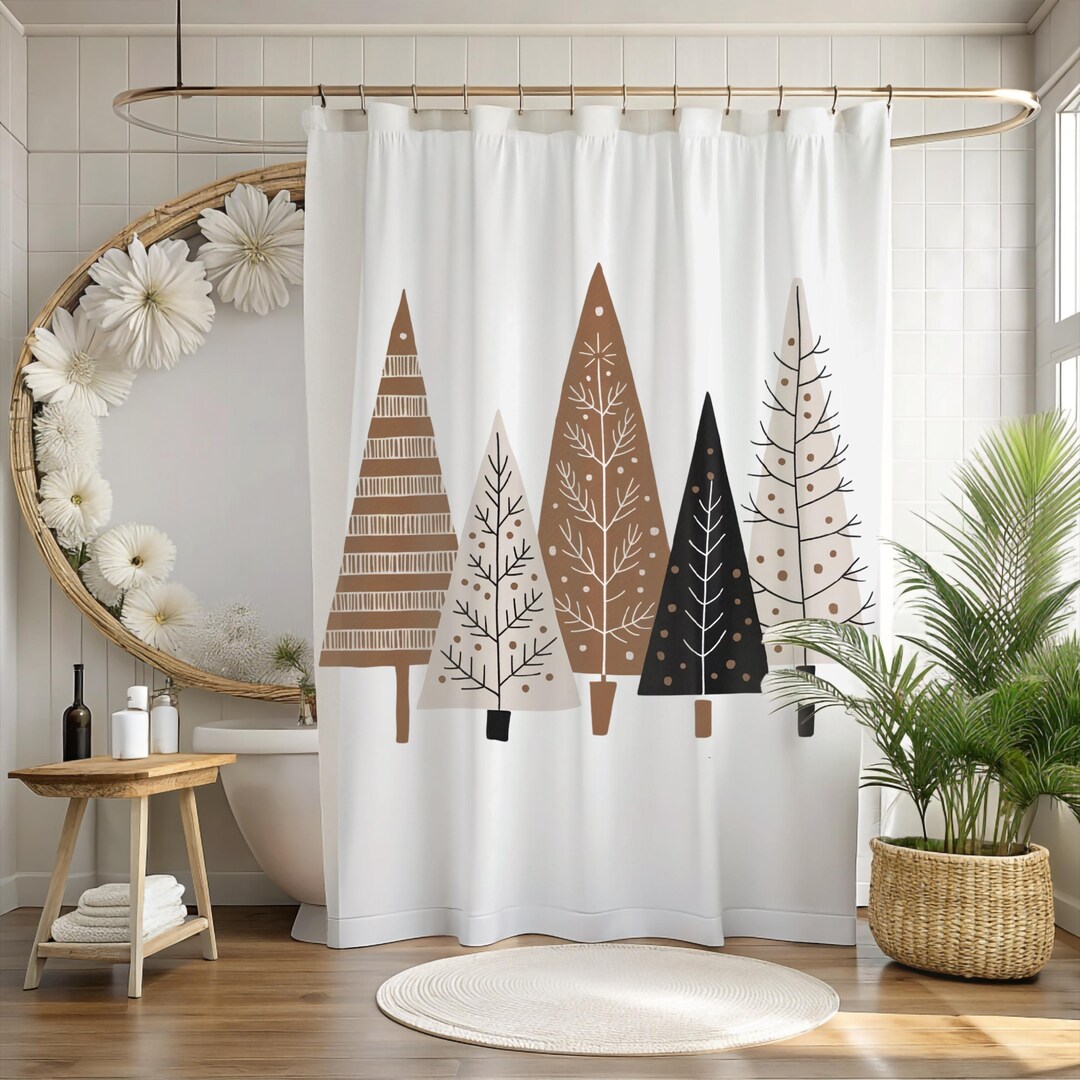 Cottagecore Christmas Tree Farm Bath Elegant Shower Curtain Bohemian ...