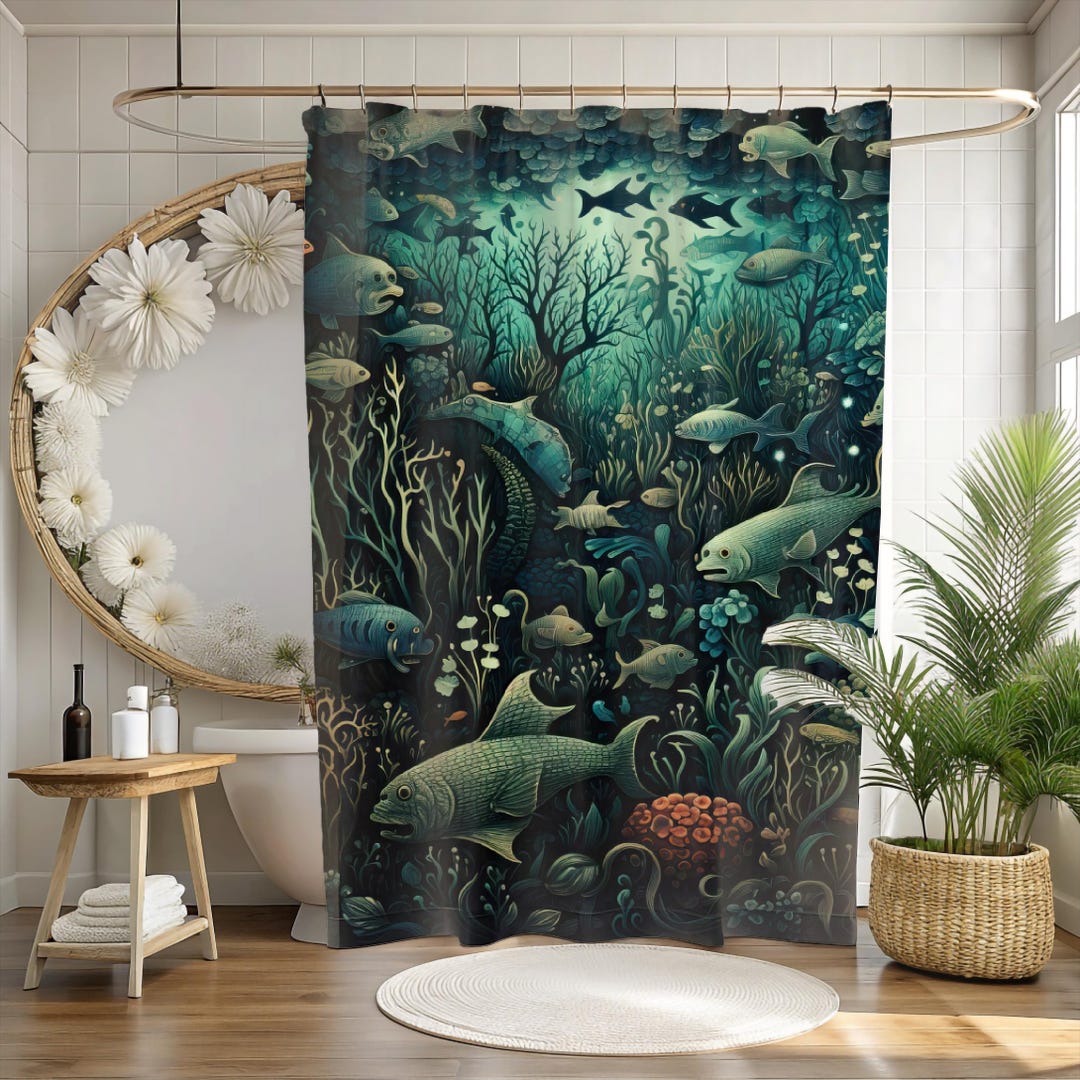 Cottagecore Coastal Ocean Fisherman Core Shower Curtain Bath Decor ...