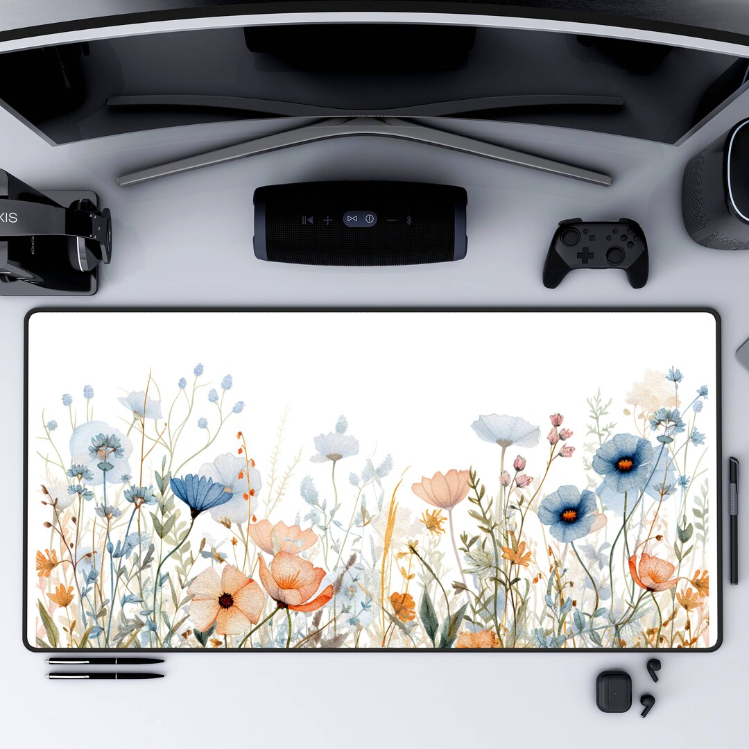 Cottagecore Floral Wildflower Desk Mat Extended Keyboard Mousepad Boho ...