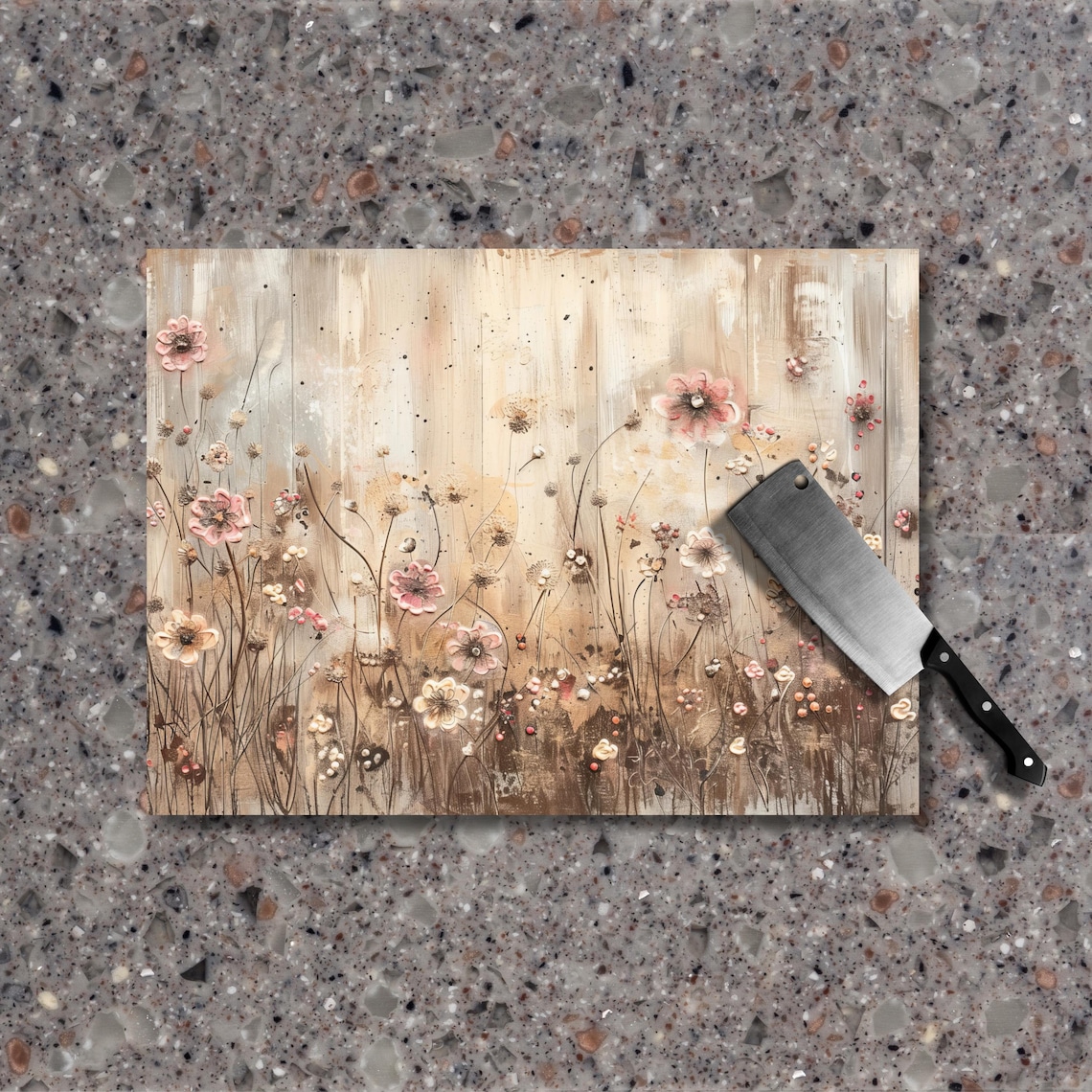 Cottagecore Rustic Floral Glass Cutting Board Wedding Anniversary Gift ...