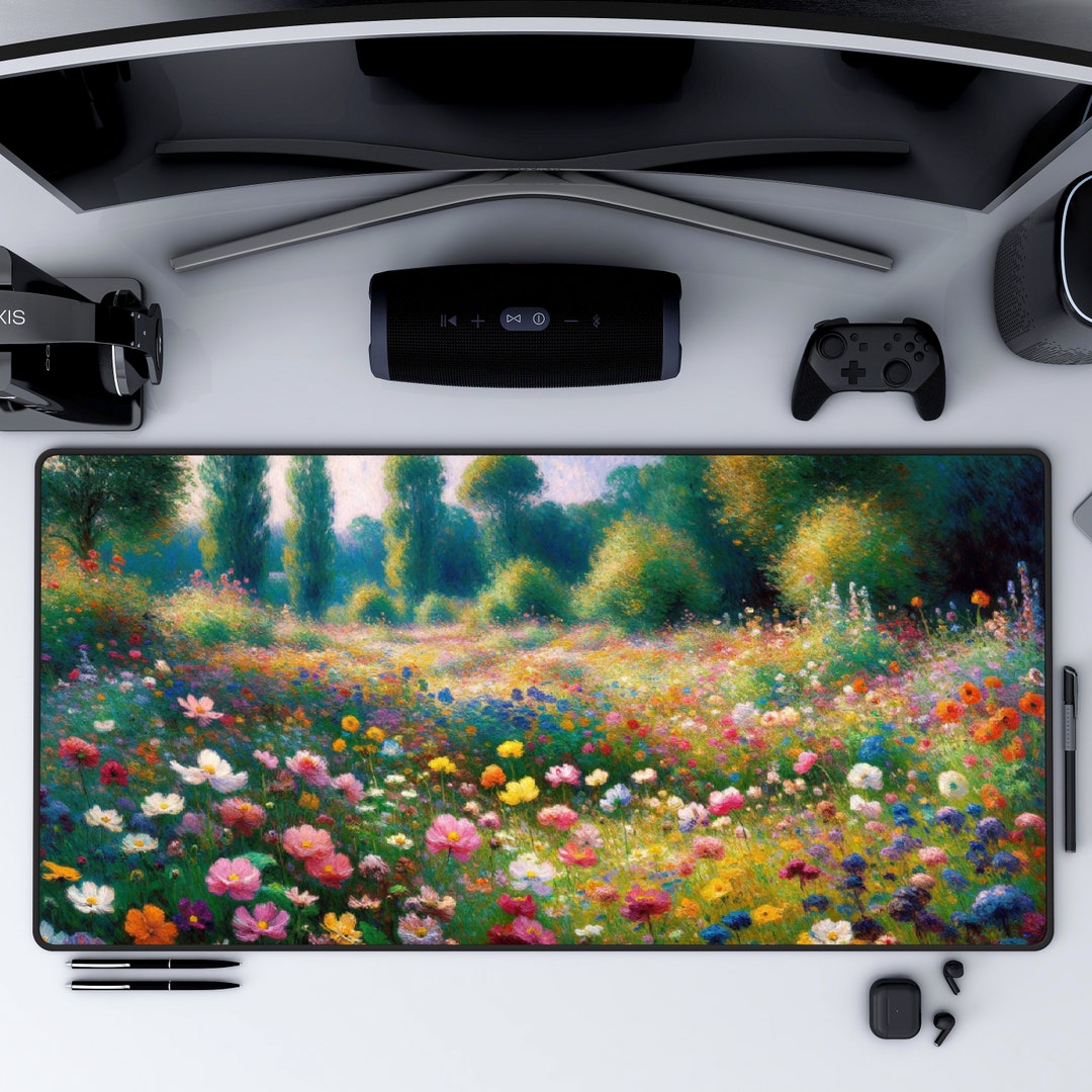 Monet Wildflower Meadow Desk Mat Extended Keyboard Mousepad,home Office ...