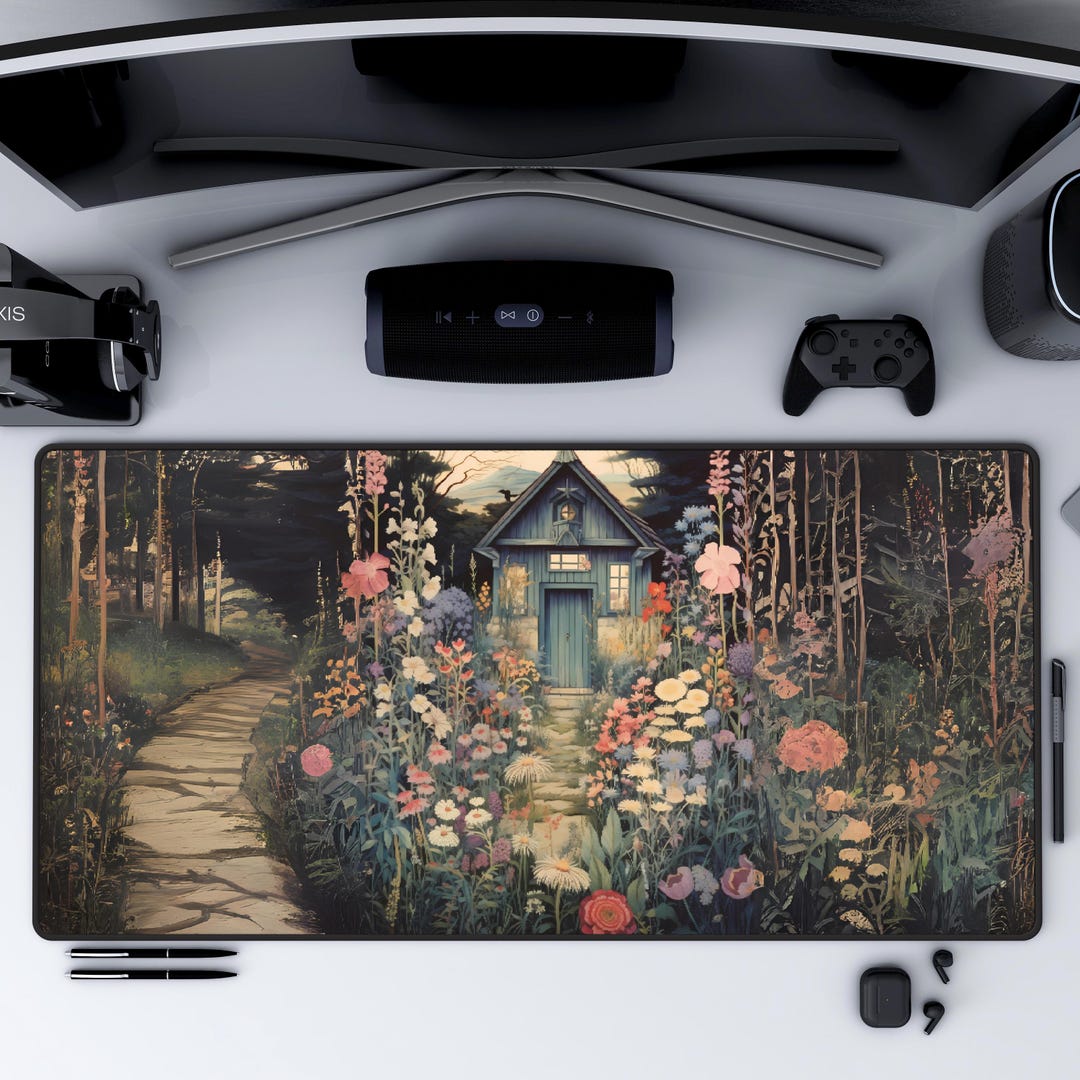 Cottagecore Cottage Floral Extended Desk Mat Extra Large Mouse Pad ...