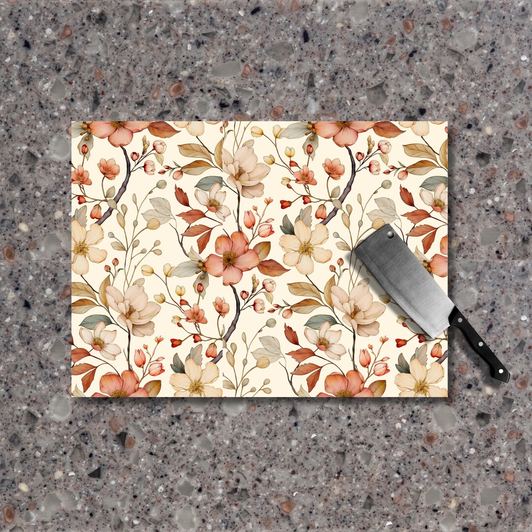 Cottagecore Dainty Floral Meadow Glass Cutting Board Wedding ...