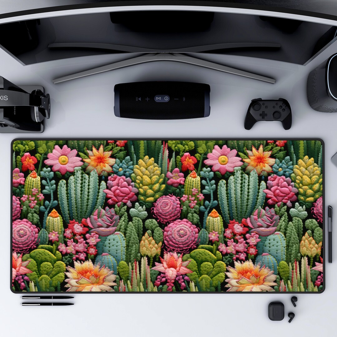 Cottagecore Cacti Desk Mat Extended Keyboard Mousepad Boho Aesthetic ...