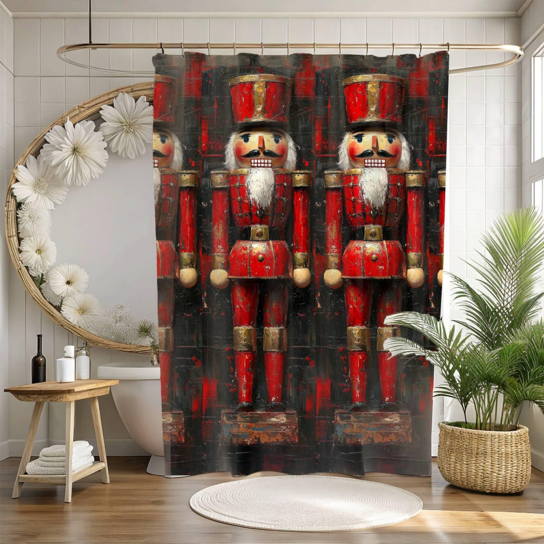 Cute Cottagecore Nutcracker Christmas Luxury Shower Curtain Bath Decor ...