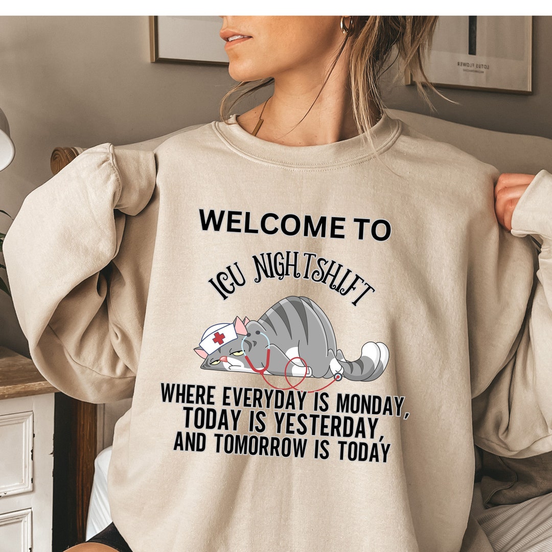 Funny ICU Nightshift Nurse Crewneck Sweatshirt, Nightshift ICU Crew ...
