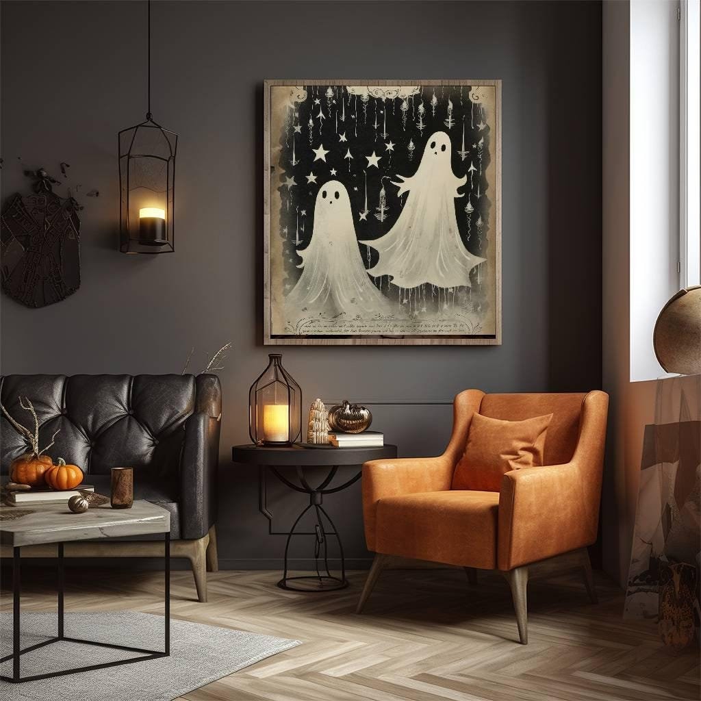 Cottagecore Spooky Ghost Halloween Print, Halloween Wall Art, Ghost Art ...