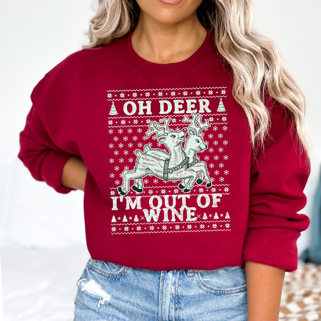 Oh Deer, I'm Out of Wine Ugly Christmas Sweater, Xmas Sweater,ugly ...