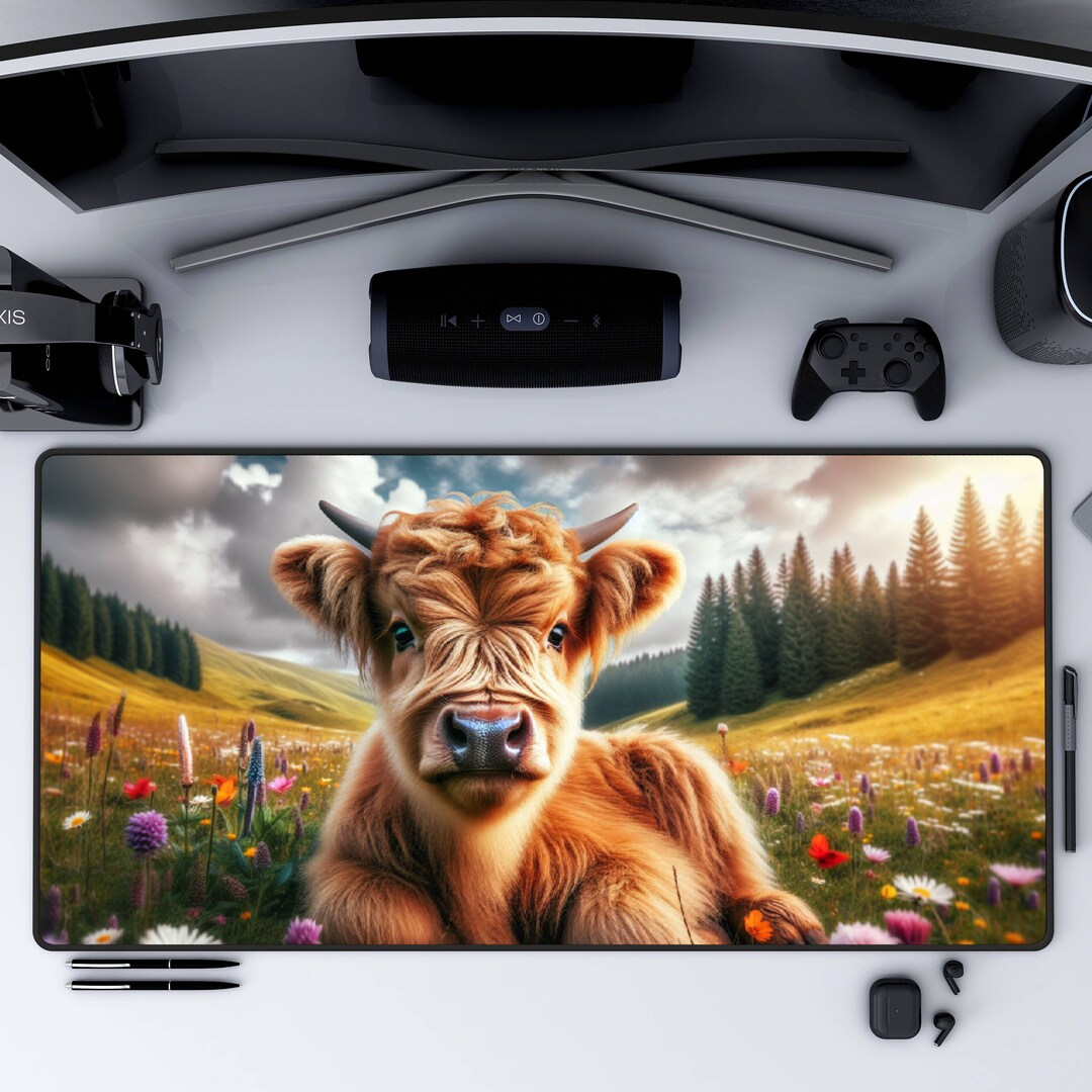 Highland Cow Desk Mat Extended Keyboard Mousepad,home Office Decor ...