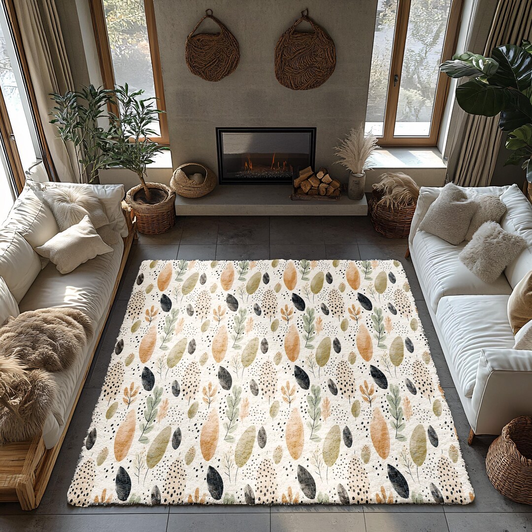 Boho Cottagecore Contemporary Indoor Outdoor Patio Deck Rug for ...
