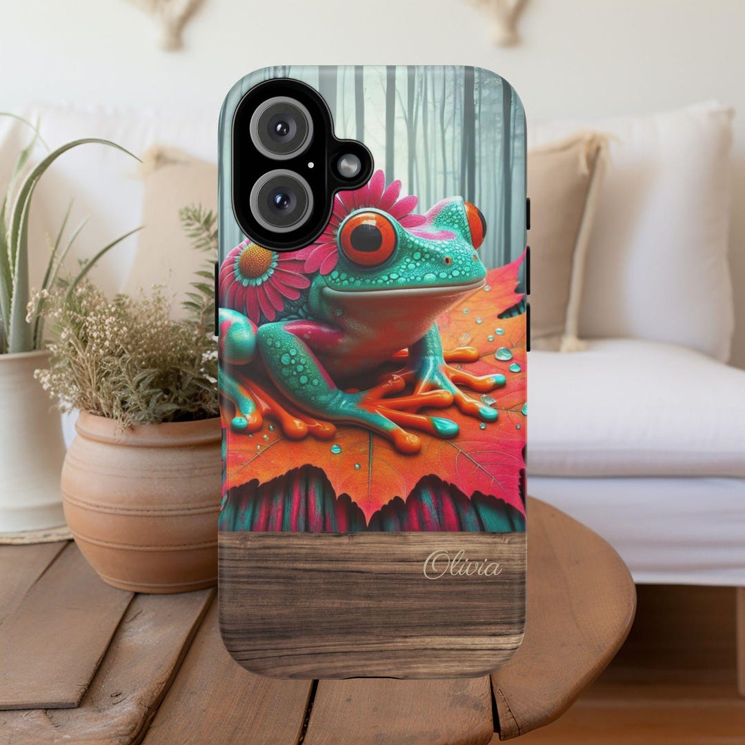 Custom Cottagecore Tree Frog iPhone 16 15 14 13 12 11 Samsung 25 24 23 ...