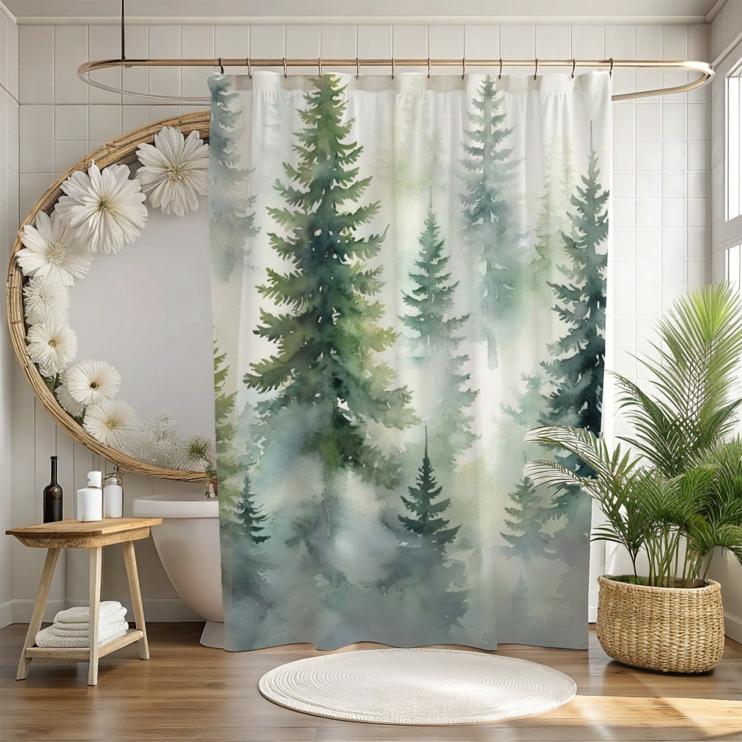 Cottagecore Foggy Spruce Luxury Bath Decor Shower Curtain,boho ...