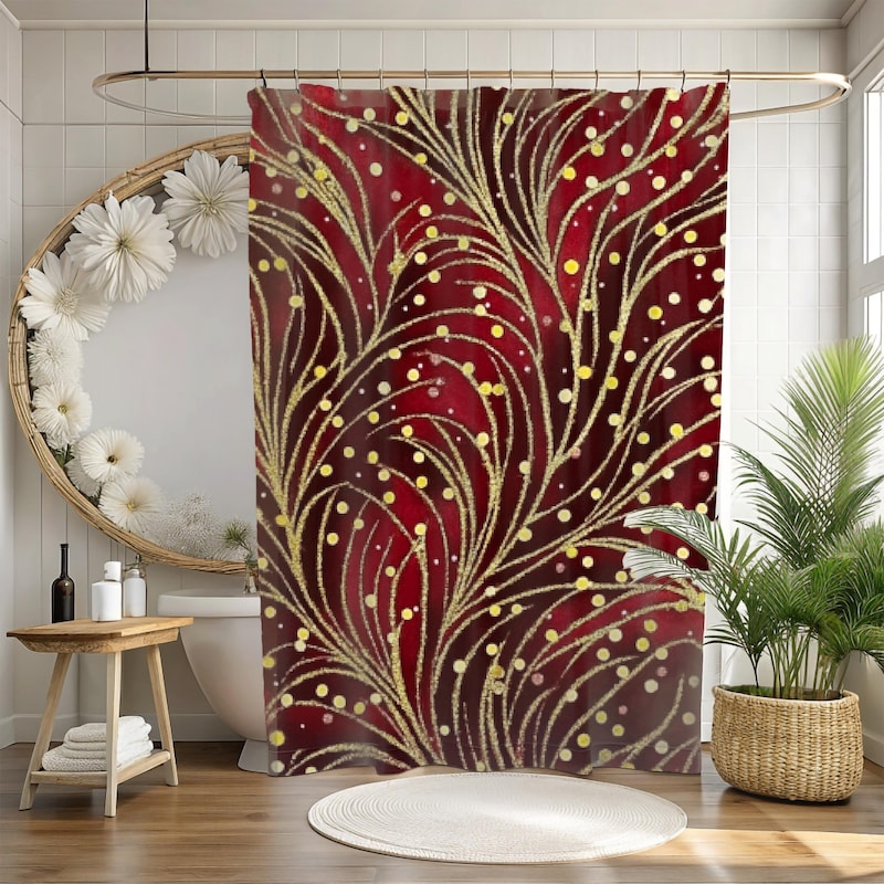 Shower Curtain Orange Green - Etsy