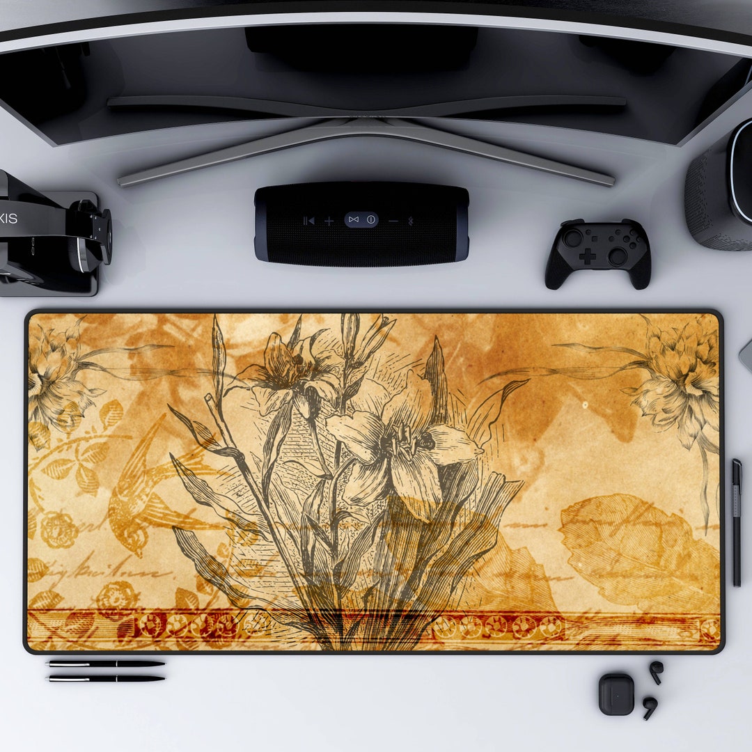 Boho Aesthetic Floral Desk Mat Extended Keyboard Mousepad,home Office ...