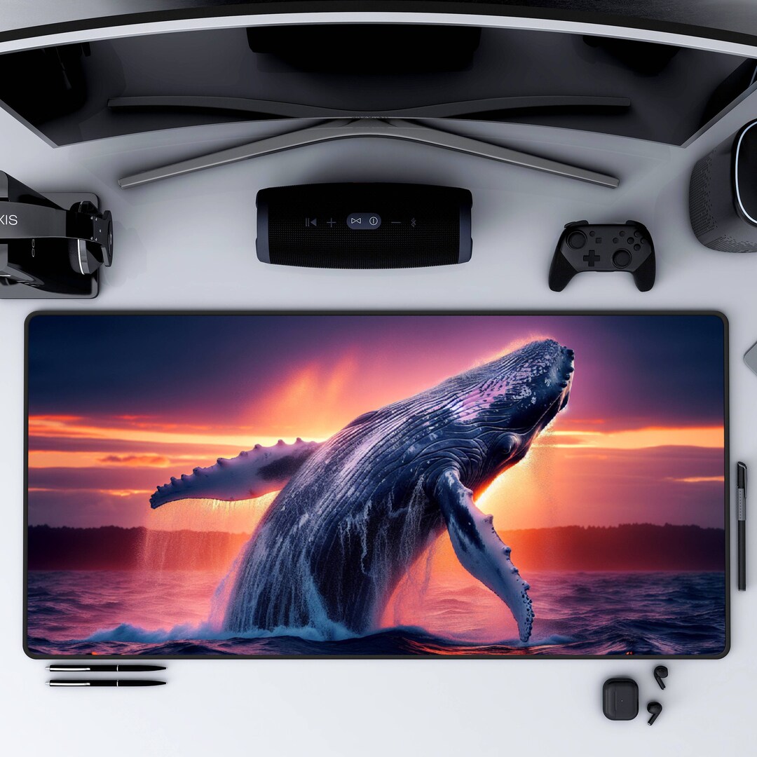 Sunset Whale Breach Desk Mat Extended Keyboard Mousepad,home Office ...