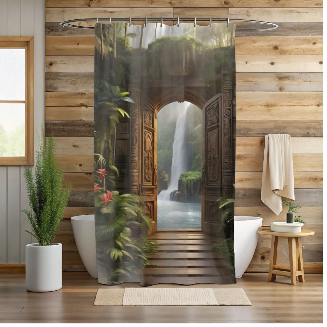 Rustic Rainforest Shower Curtain,luxury Bathroom Decorbotanical Dark ...