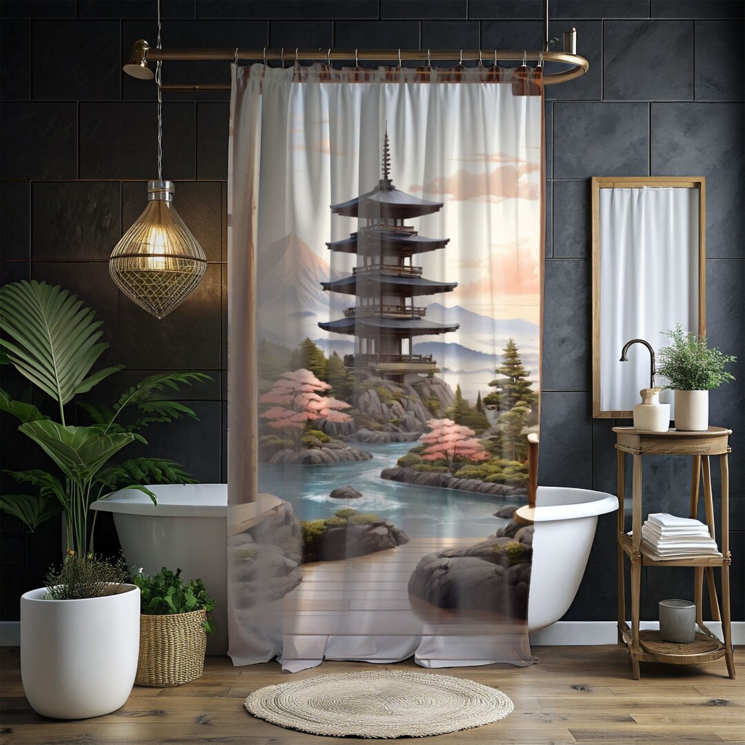 Zen Oriental Aesthetic Minimalist Shower Curtain,luxury Bathroom ...
