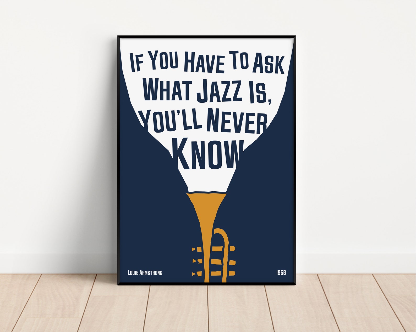 Louis Armstrong Trumpet in White/blue Music Wall Art Jazz Print Buy 3 ...