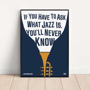 Louis Armstrong Trumpet in White/blue Music Wall Art Jazz Print Buy 3 ...