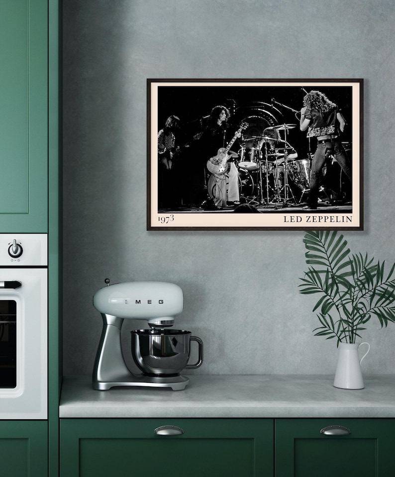 Led Zeppelin Vintage Rock Poster: Black & White Music Print - Etsy