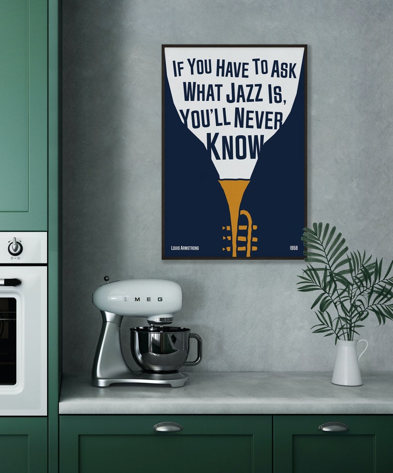 Louis Armstrong Trumpet in White/blue Music Wall Art Jazz Print Buy 3 ...