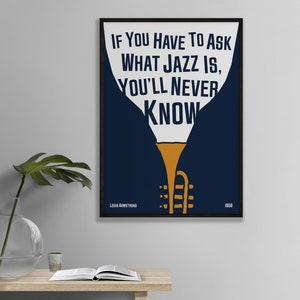 Louis Armstrong Trumpet in White/blue Music Wall Art Jazz Print Buy 3 ...