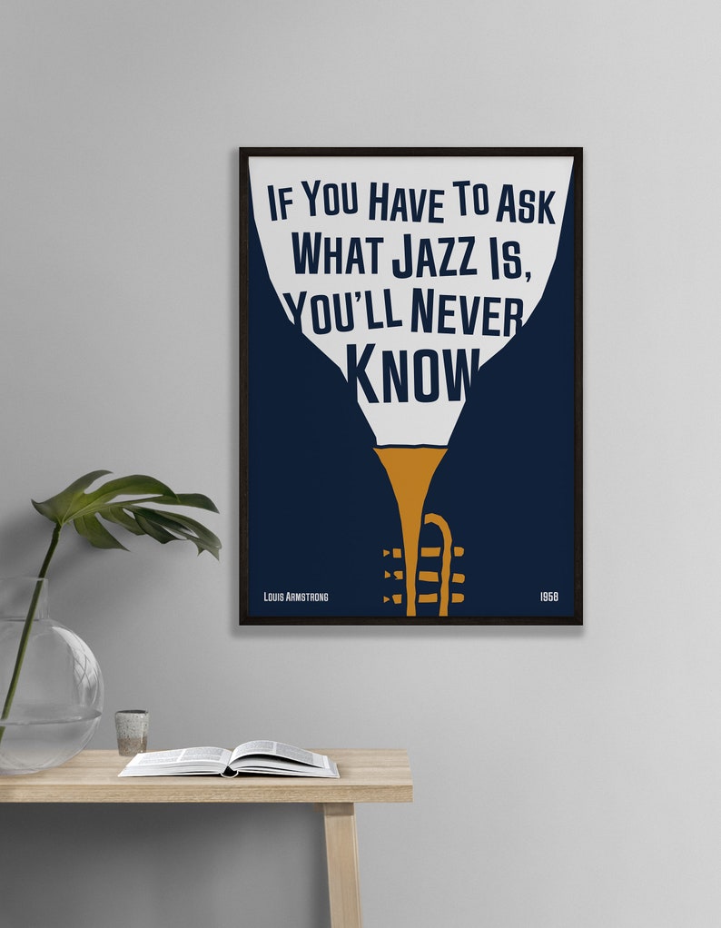 Louis Armstrong Trumpet in White/blue Music Wall Art Jazz Print Buy 3 ...
